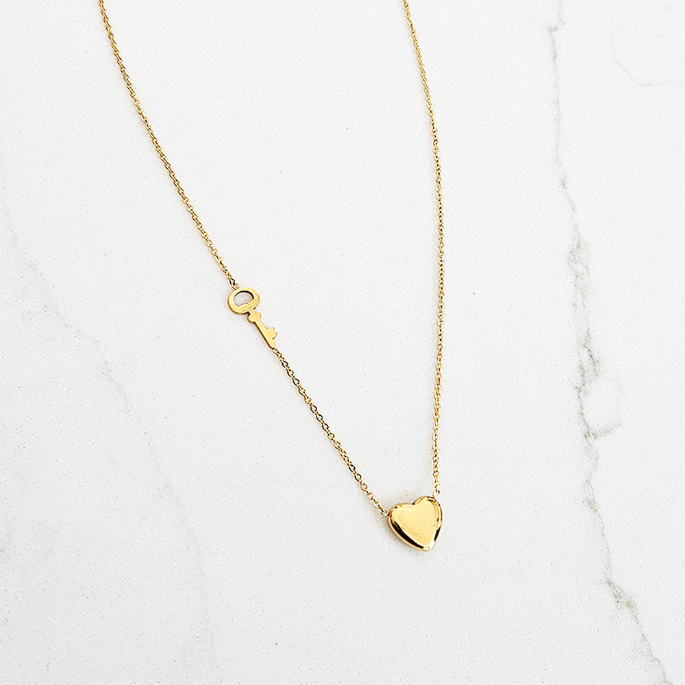 RENEE Heart & Key Necklace – Second and C